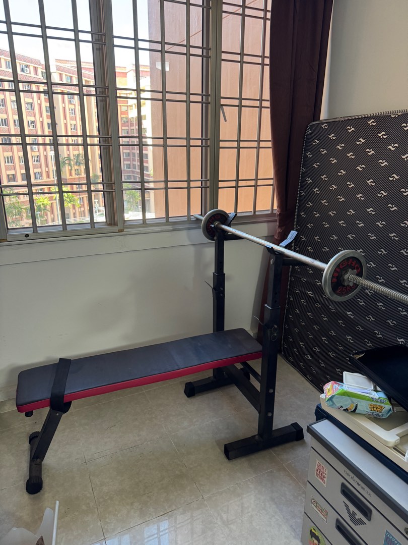 Dumbbell Bench + bar bell rack, Sports Equipment, Exercise & Fitness ...