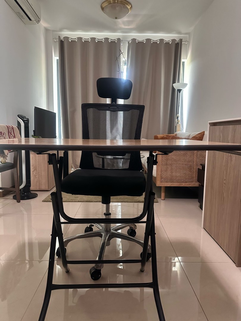 Foldable Table and Office Chair Combo set, Furniture & Home Living ...
