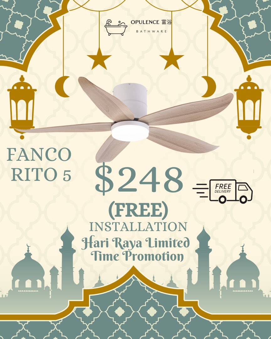 (FREE INSTALLATION AVAILABLE ) FANCO RITO 5 FAN/5 BLADES/48"OR 54 ...