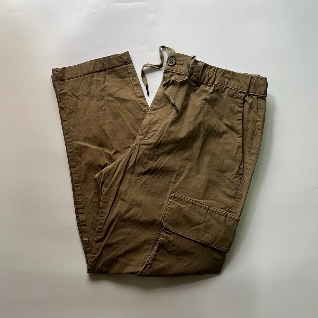Gu by Uniqlo Utility Work Pants in Olive Green, Men's Fashion, Bottoms ...