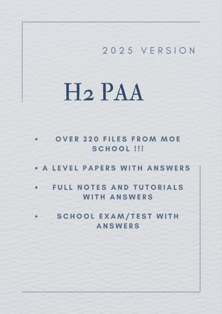 H2 PAA POA 2025 Principles of Accounting (Syllabus 9593) PAA A LEVEL ...