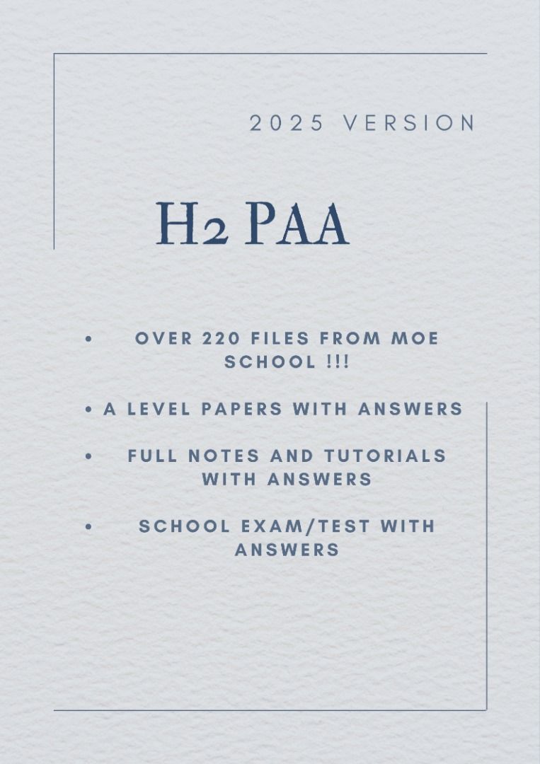 H2 PAA POA 2025 Principles of Accounting (Syllabus 9593) PAA A LEVEL ...