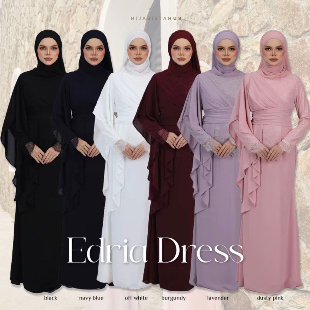 (HIJABISTAHUB) Edria Dress in White, Women's Fashion, Muslimah Fashion ...