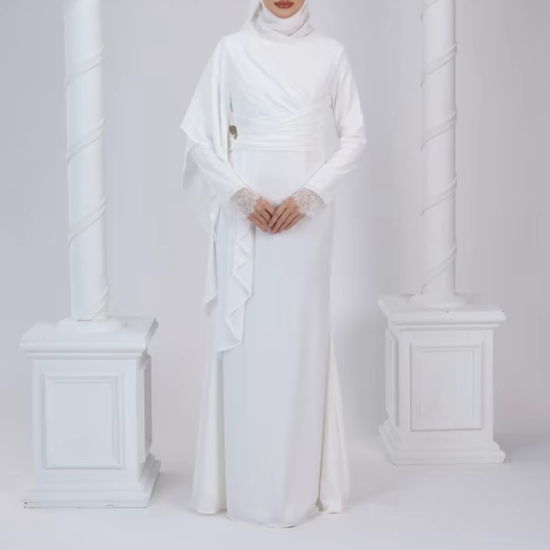 (HIJABISTAHUB) Edria Dress in White, Women's Fashion, Muslimah Fashion ...