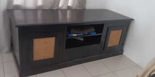 Dark Wood Tall Bookshelf with Display Cabinets | Rak Buku Tinggi Kayu ...