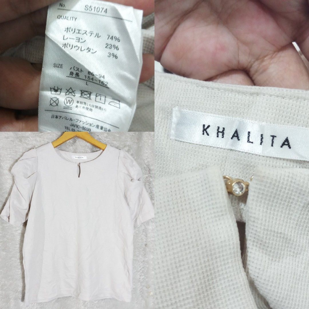[L] Authentic KHALITA key neck twist sleeve top ., Fesyen Wanita ...