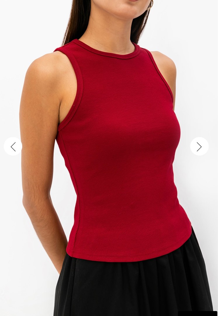 LAB Stephie Ribbed Red Top, Women's Fashion, Tops, Blouses on Carousell