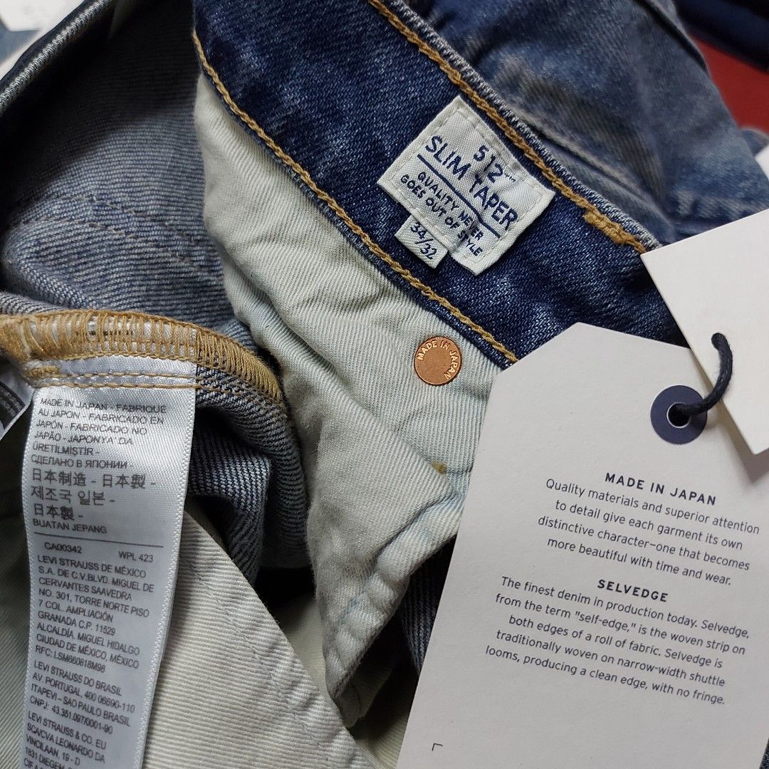 LEVI'S 512 SLIM TAPER RIPPED JEANS SELVEDGE DENIM ORIGINAL (MADE IN ...