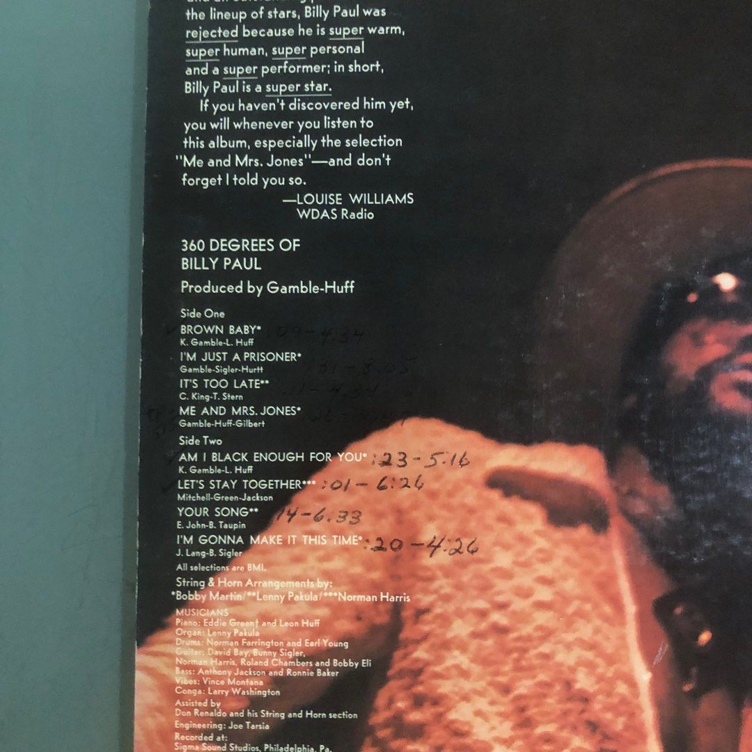 Lp - Billy Paul (Musician e & Mrs Jones), Hobbies & Toys, Music & Media ...