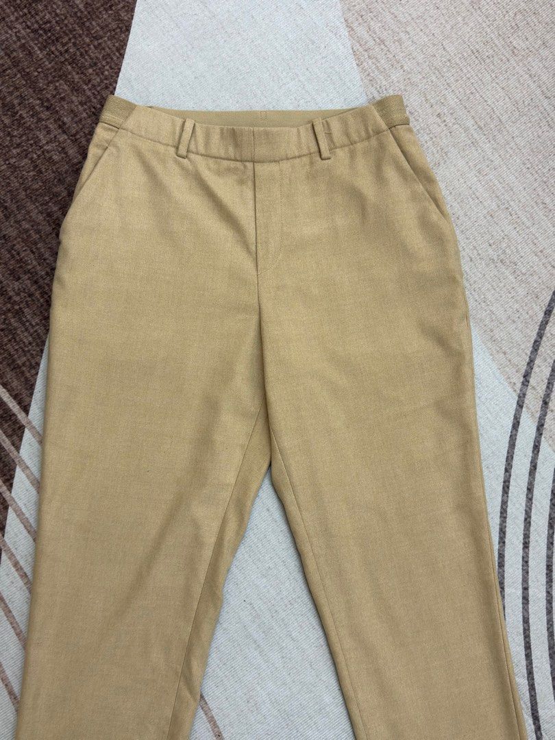 (M) Uniqlo Ezy Ankle Slack Pants KHAKI , Women's Fashion, Bottoms ...
