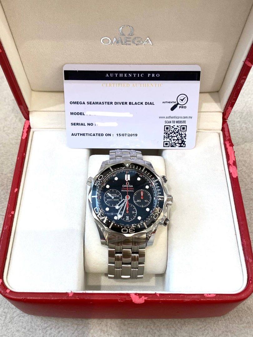 OMEGA SEAMASTER CHRONOGRAPH DIVER BLACK DIAL 44MM AUTOMATIC WATCH ...