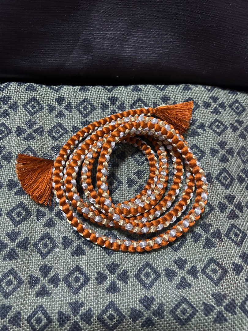 Orange, Pink, Cream & Gold Silk braided cord 3.5mm 150 cm, for belts ...