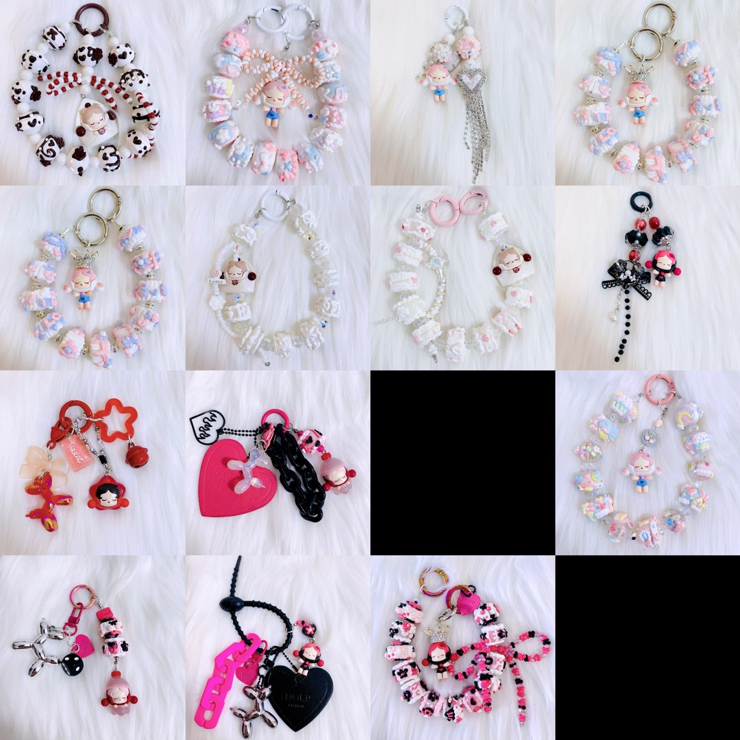[popmart][pop bean] accessories painted beads phone strap, chain bag ...