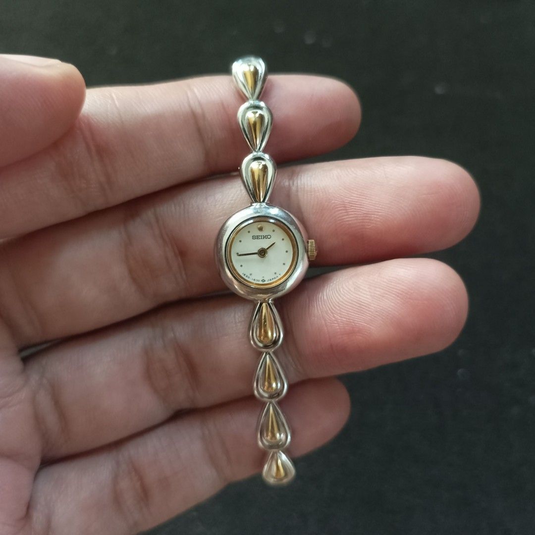 Rare Vintage Seiko Ivory Petite Dainty Bracelet Two Tone Silver Gold Solid Ladies All Original ...