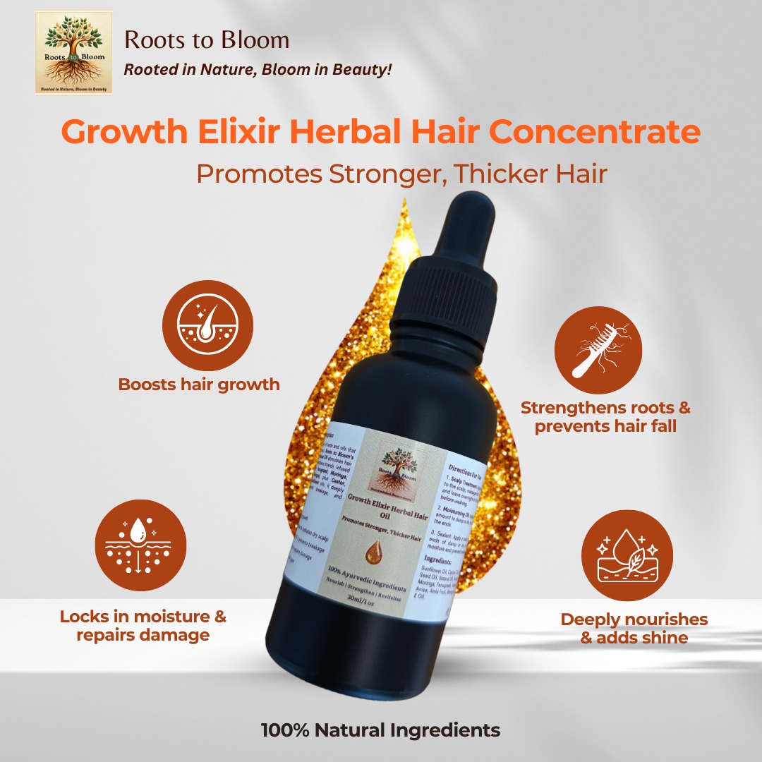 Roots-to-Bloom: Growth Elixir - Herbal Hair Oil Concentrate. Promotes ...