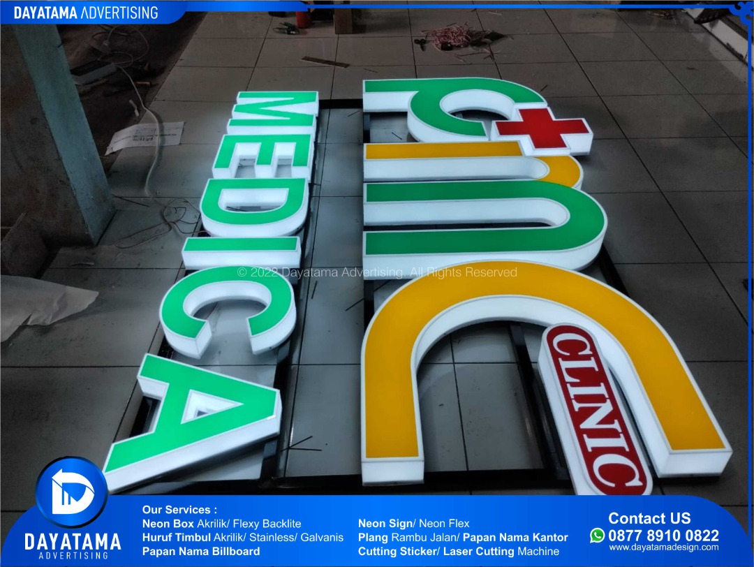 Sign Huruf Timbul Neon Box Klinik PMC Medika Sukabumi, Desain ...