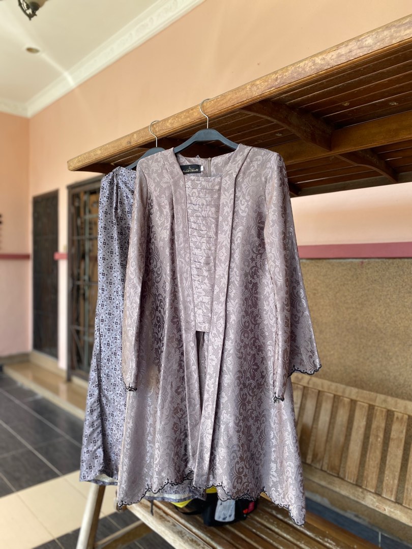 Silver Grey Baju Raya, Women's Fashion, Muslimah Fashion, Baju Kurung ...