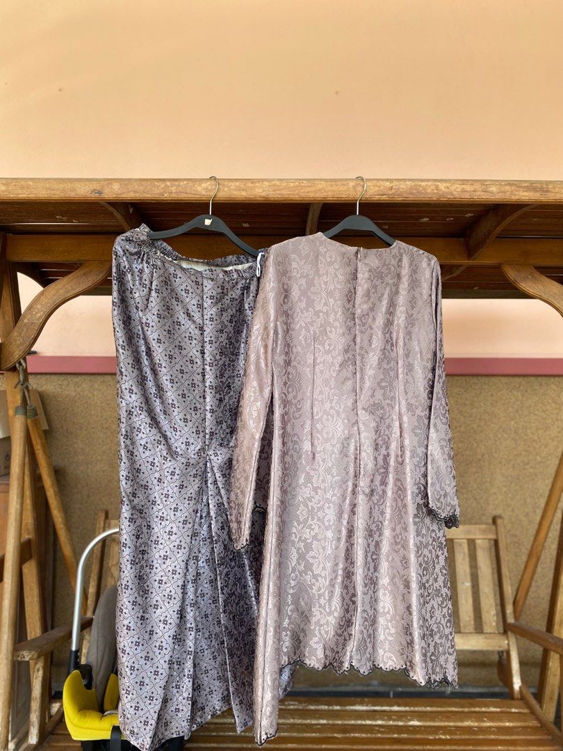 Silver Grey Baju Raya, Women's Fashion, Muslimah Fashion, Baju Kurung ...