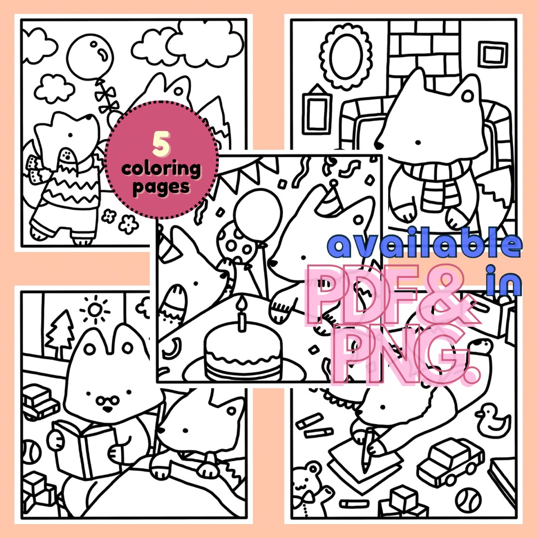 Simple coloring pages (5 pages) - Fox edition, Hobbies & Toys ...