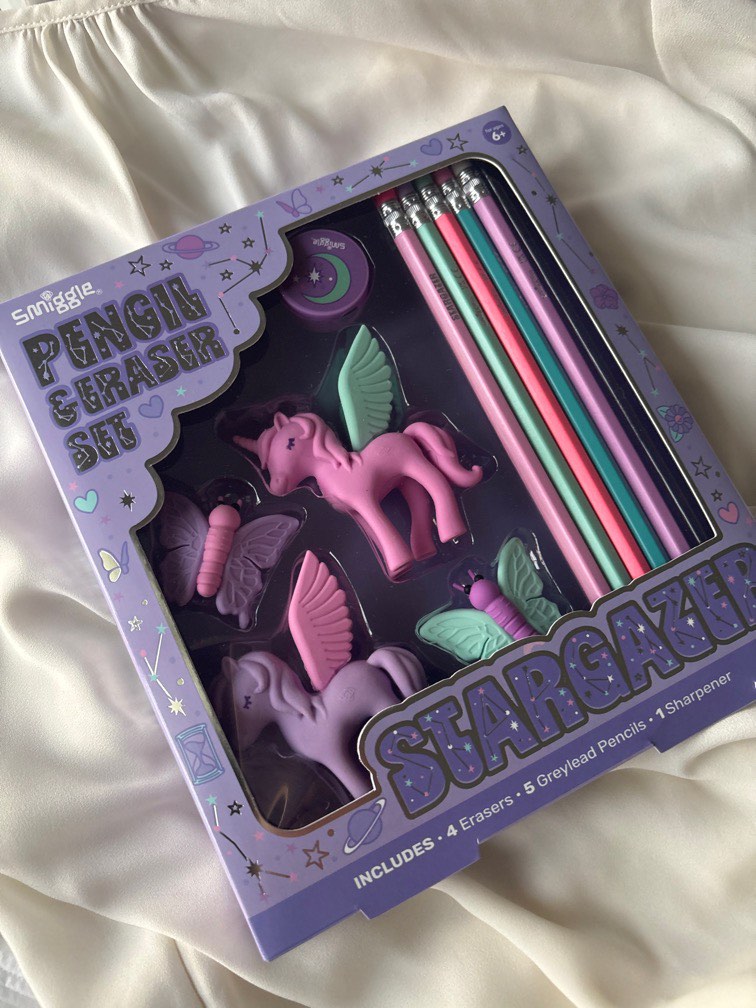 Smiggle Pencil and Eraser Set -Unicorn, Hobbies & Toys, Stationery ...