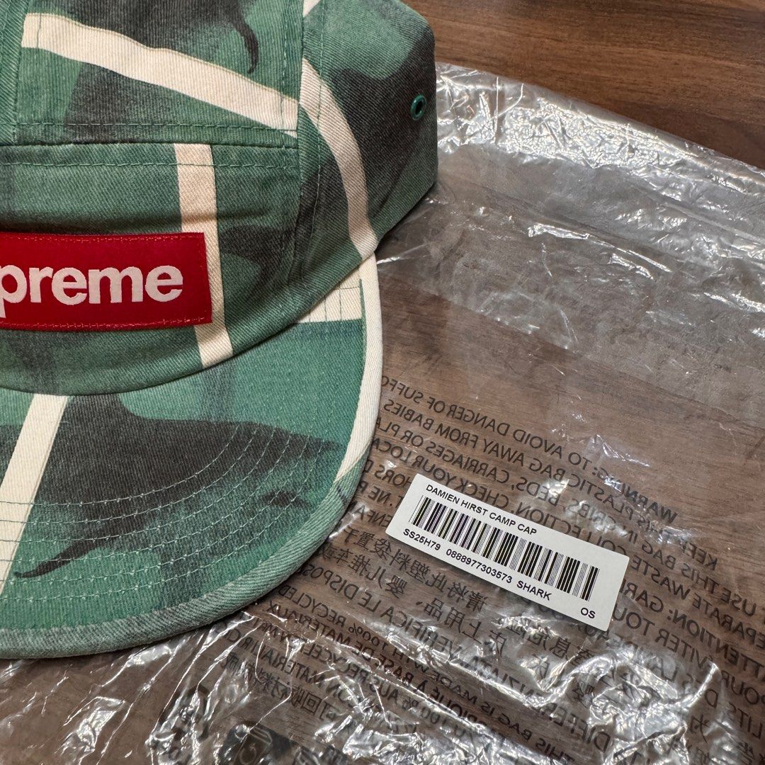 Supreme X Damien Hirst Camp Cap Shark Ss25, Men's Fashion, Watches ...
