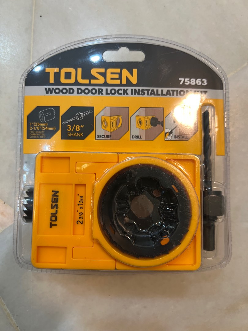 Tolsen wood door lock installation kit, Furniture & Home Living, Home ...