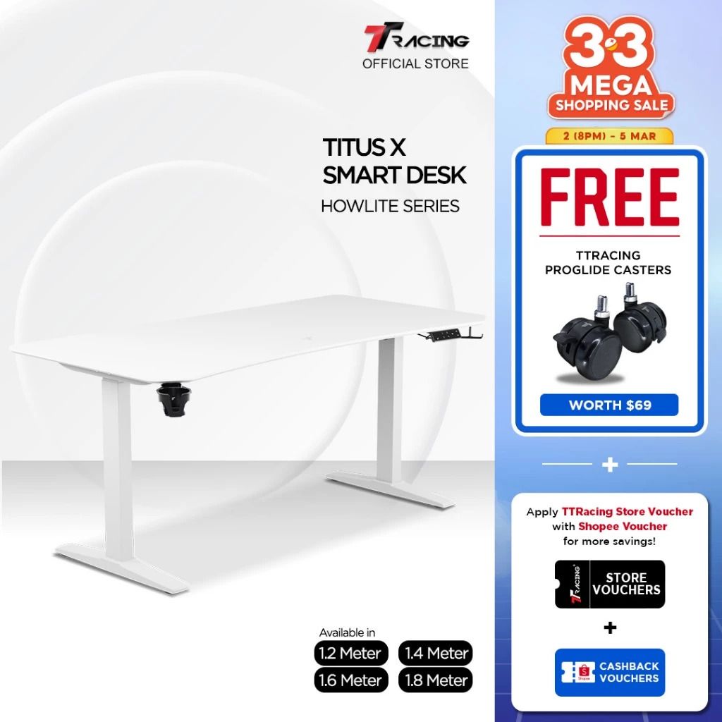 TTRacing Titus X Smart Desk Ergonomic Standing Desk Electric Height ...