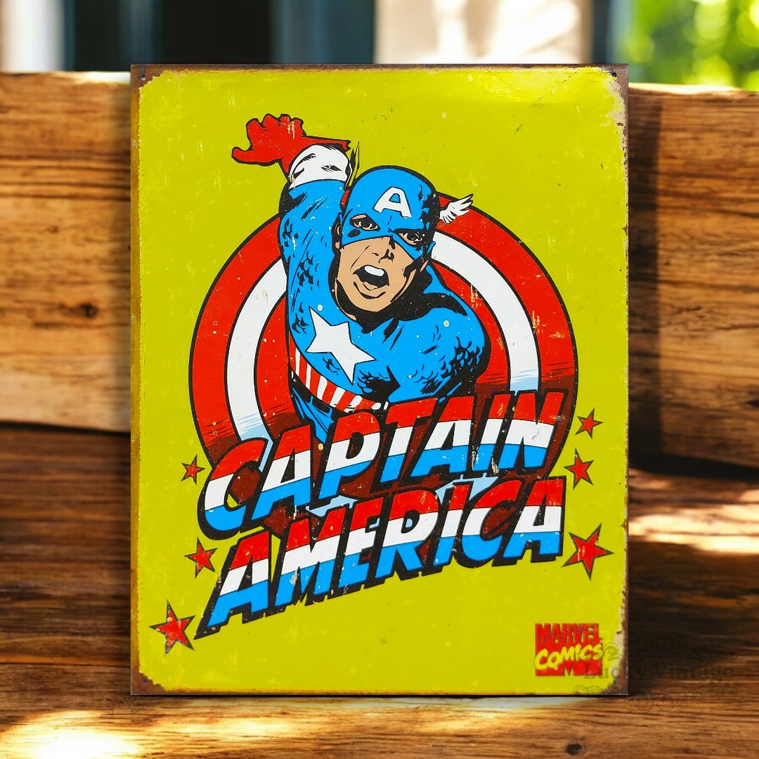 Vintage Made In Usa Captain America Tin Sign Metal Desperate ...