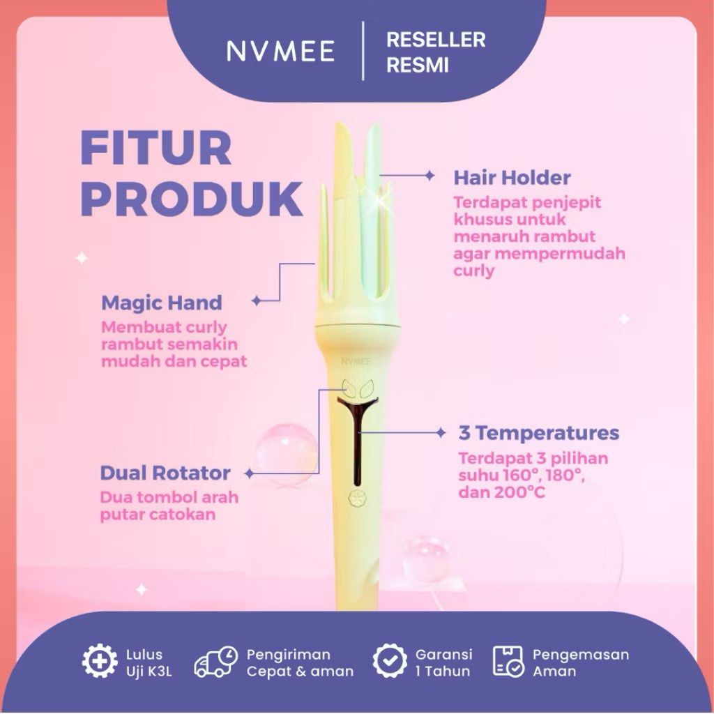 [WITH BOX] Nvmee CatokanTaurus Curly Otomatis 32 mm not Babyliss ...