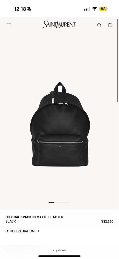 YSL Saint Laurent City Backpack in Matte Leather, Women's Fashion, Bags ...