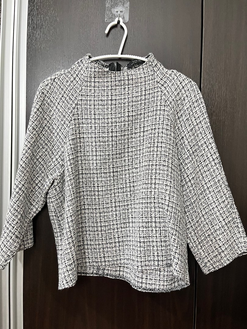 Zara Tweed Blouse, Women's Fashion, Tops, Blouses on Carousell