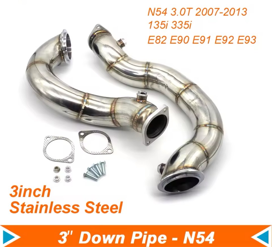 3'' Stainless Steel N54 Catless Downpipe BMW 135i 335Xi E82 E90 E91 E92 ...