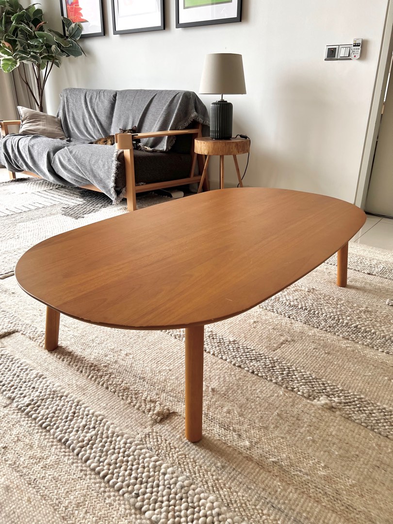 (70% OFF) MUJI Wooden Coffee Table Low Table Oval L, Furniture & Home ...