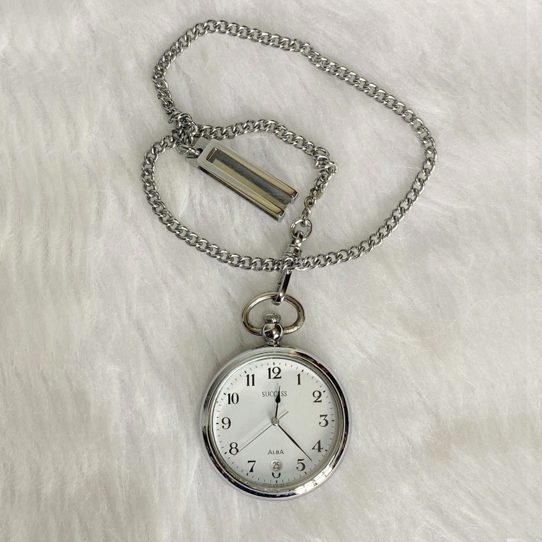 Alba Success 848271 Vintage Silver Stainless Steel Pocket Watch, Men's ...