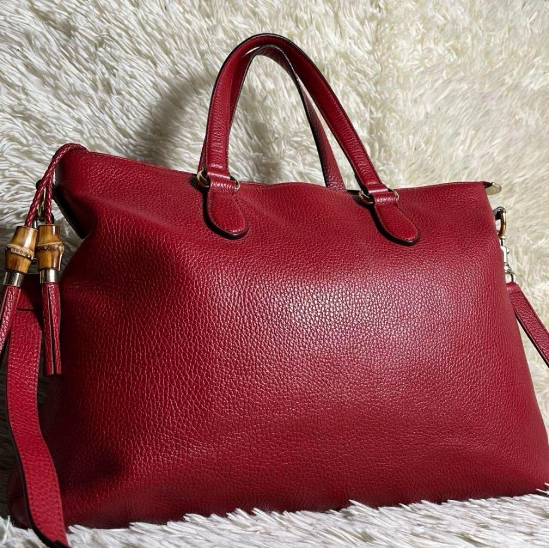 Authentic GUCCI 2way shoulder bag in bamboo and leather, red, Women's Fashion, Bags & Wallets ...