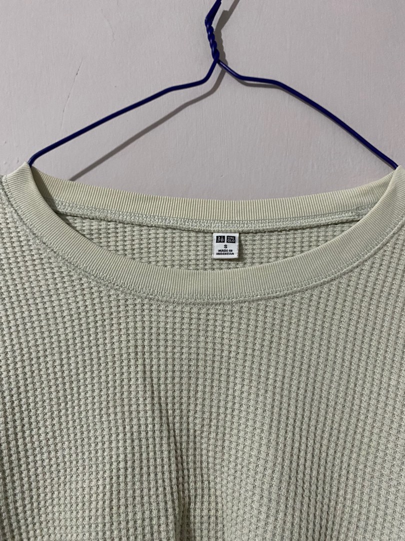Baju Uniqlo Shirt Waffle Original Mint, Fesyen Wanita, Pakaian Wanita ...