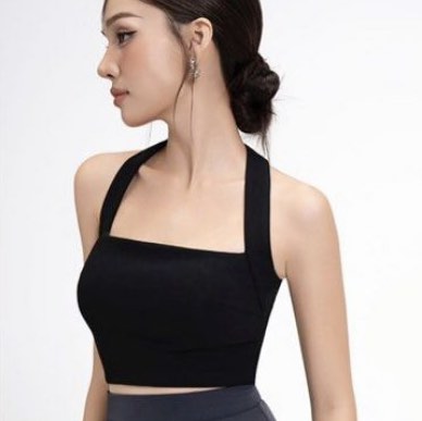 CHELLO BAELIN PADDED HALTER TOP (BLACK), Women's Fashion, Tops, Blouses ...