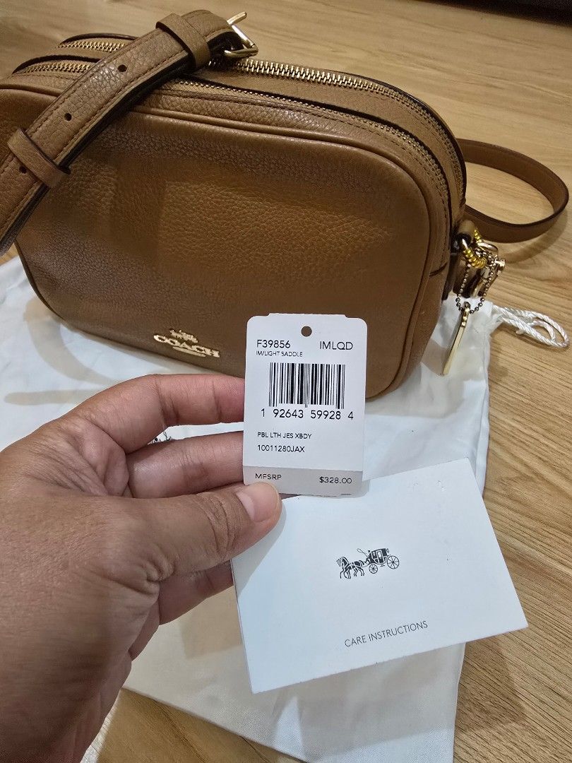 Coach Jes Crossbody Pebble LeatherLight Saddle Brown Double Zip Camera ...