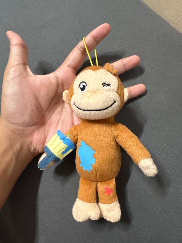 Curious George Monkey Paint Bag Charm Keychain, Hobbies & Toys, Toys ...