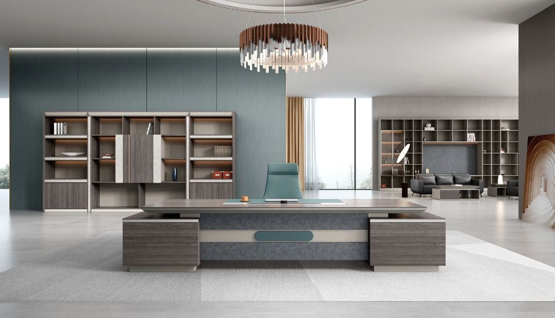 DT B905 Director Table w L Shape Cabinet, Executive Table Office Table ...
