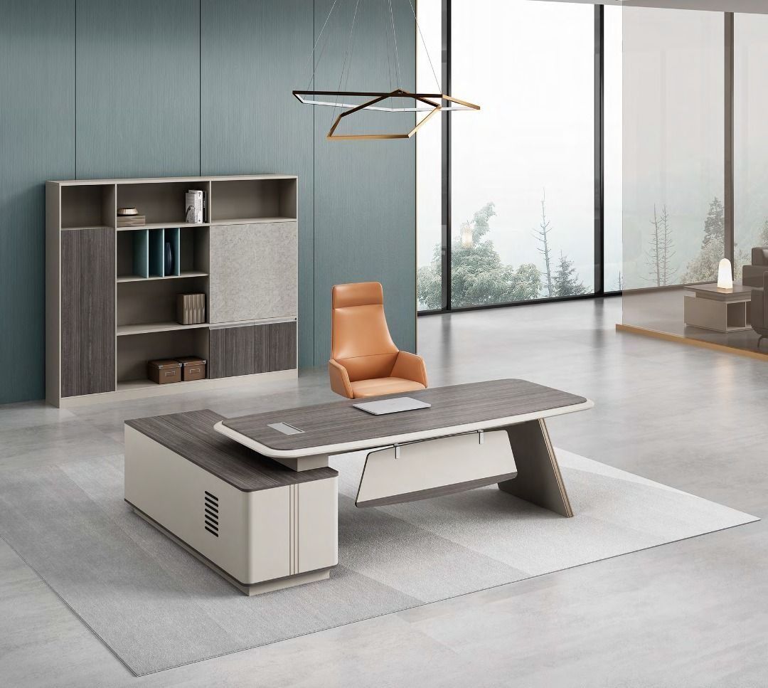 DT B918L Director Table w L Shape Cabinet, Executive Table Office Table ...