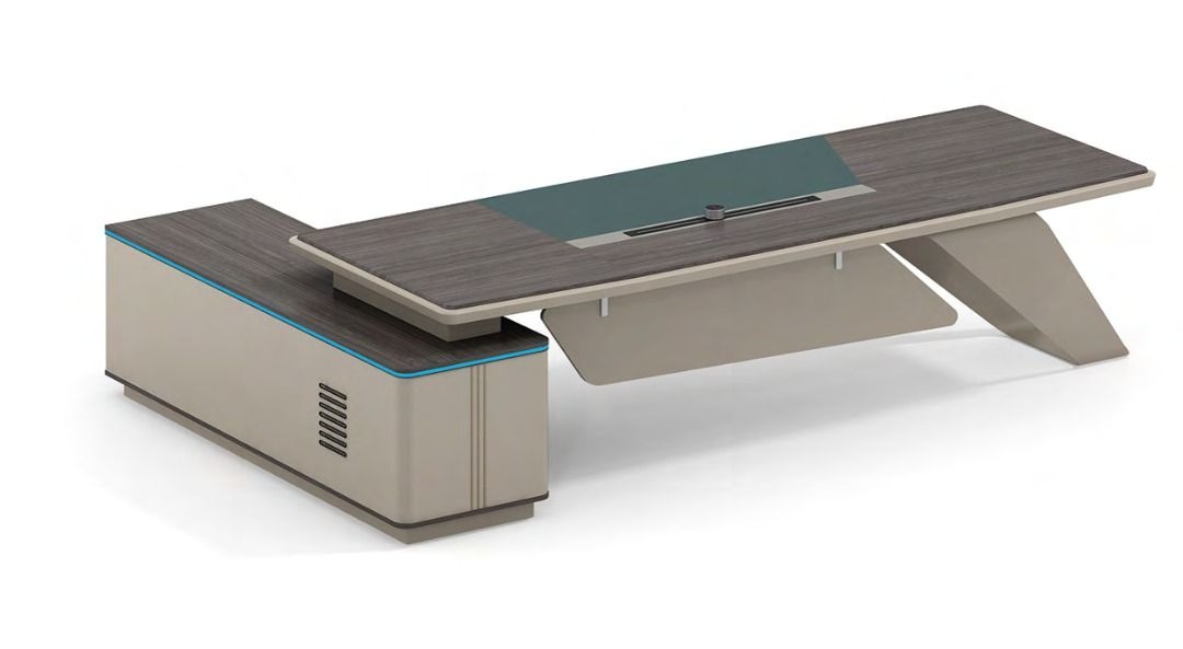 DT B937C Director Table w L Shape Cabinet, Executive Table Office Table ...