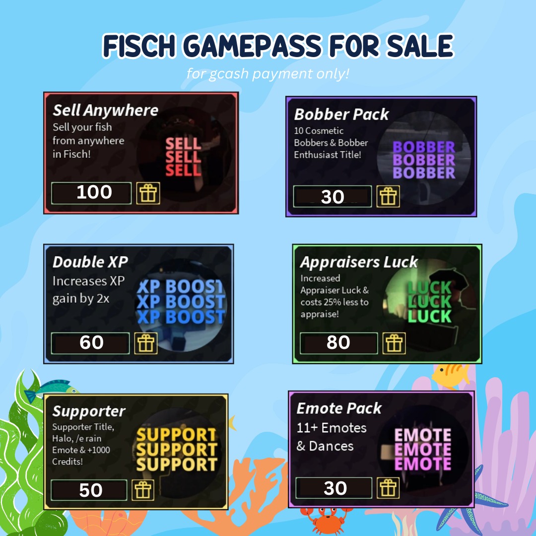 FISCH GAMEPASS FOR SALE , Video Gaming, Video Games, Others on Carousell