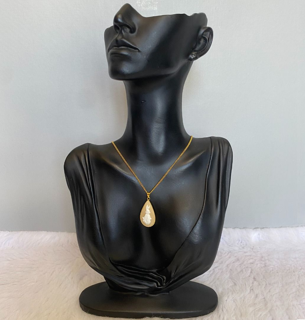 FW & Co Vintage Gold Plated Peter Rabbit Cameo Necklace, Women's ...