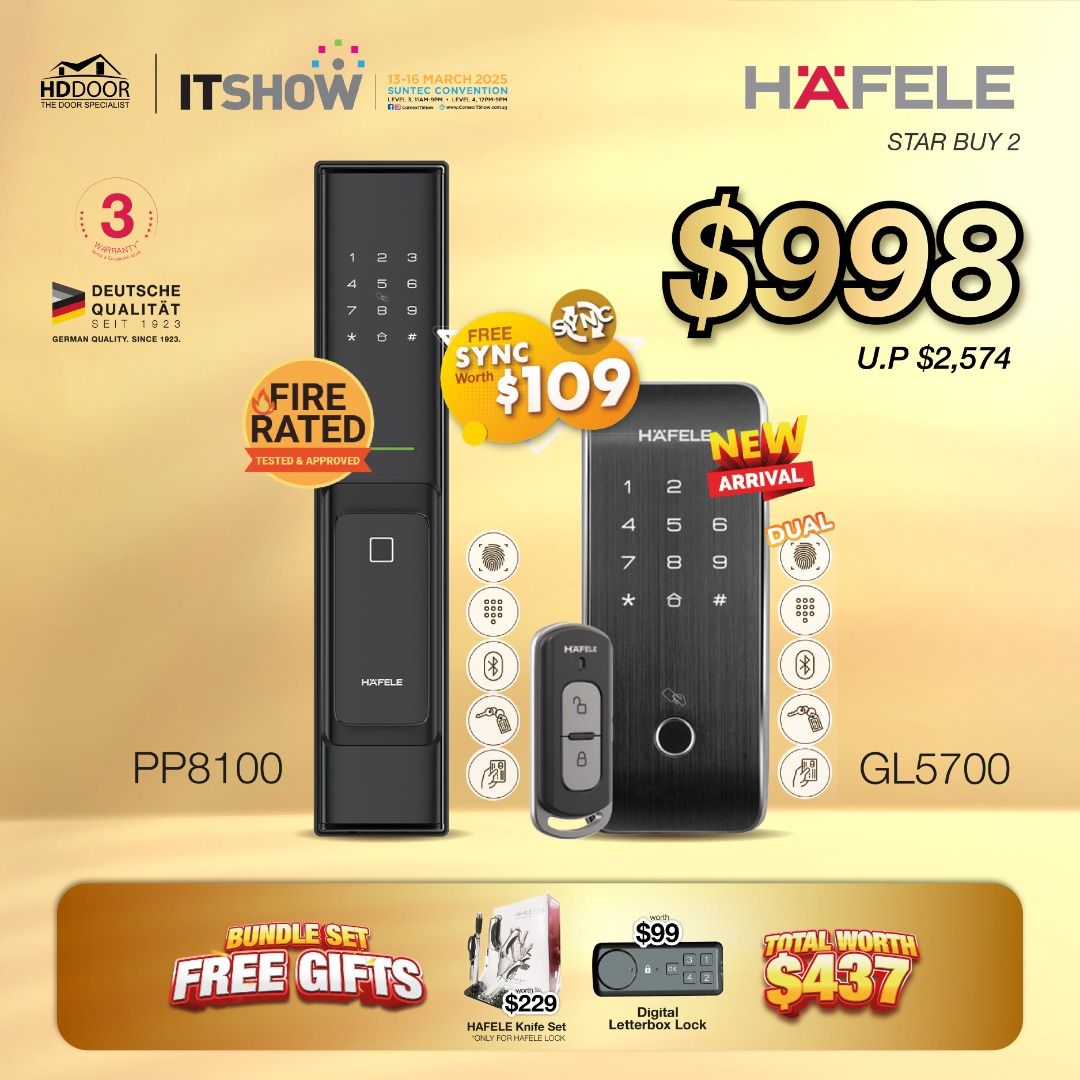 Hafele P8100 Fire-rated Digital Door Lock & GL5700 Digital Gate Lock ...