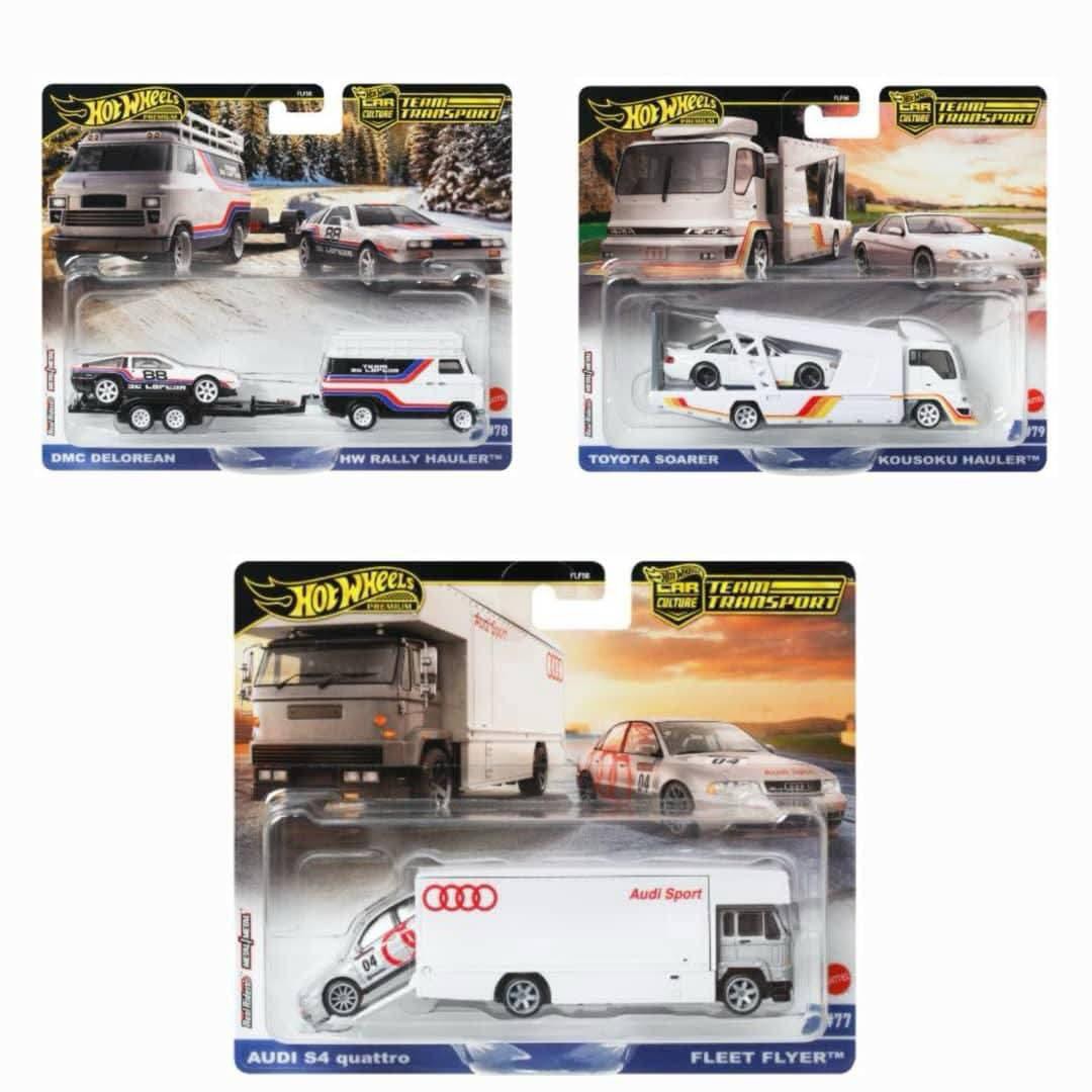 HOT WHEELS 2025 TEAM TRANSPORT Audi S4 Quattro Fleet Flyer DMC Delorean ...