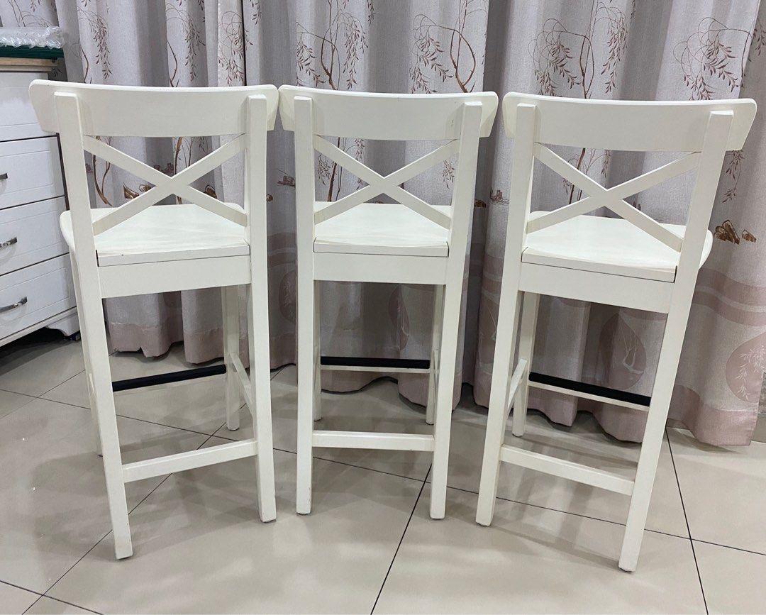 IKEA INGOLF bar stools with back rest white (price for each unit ...