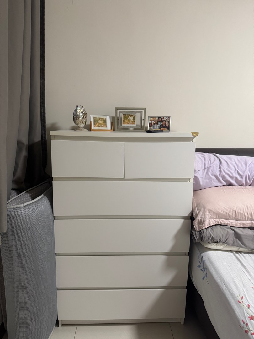 IKEA MALM - Chest of 6 drawers, White, Furniture & Home Living, Furniture, Shelves, Cabinets ...