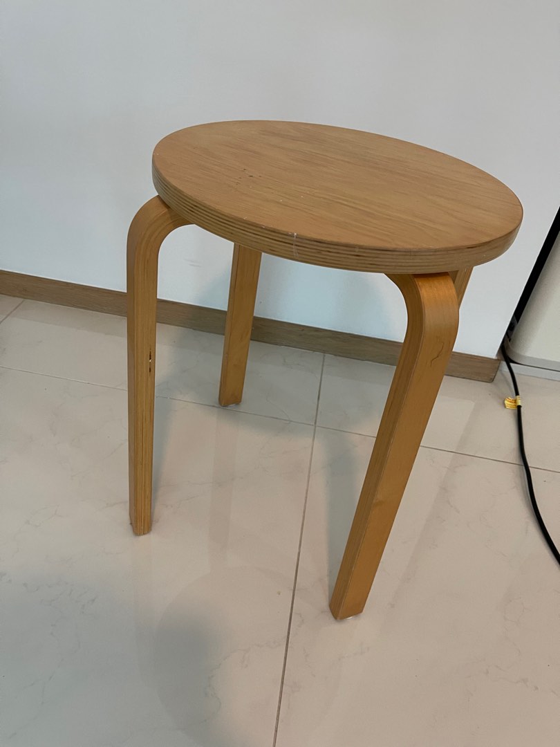IKEA Wooden Stool, Furniture & Home Living, Furniture, Chairs on Carousell