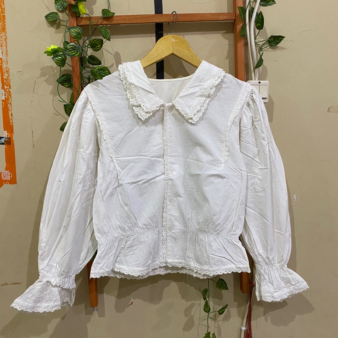 Korean style lengan balon putih not uniqlo zara tommy hilfiger polo ...